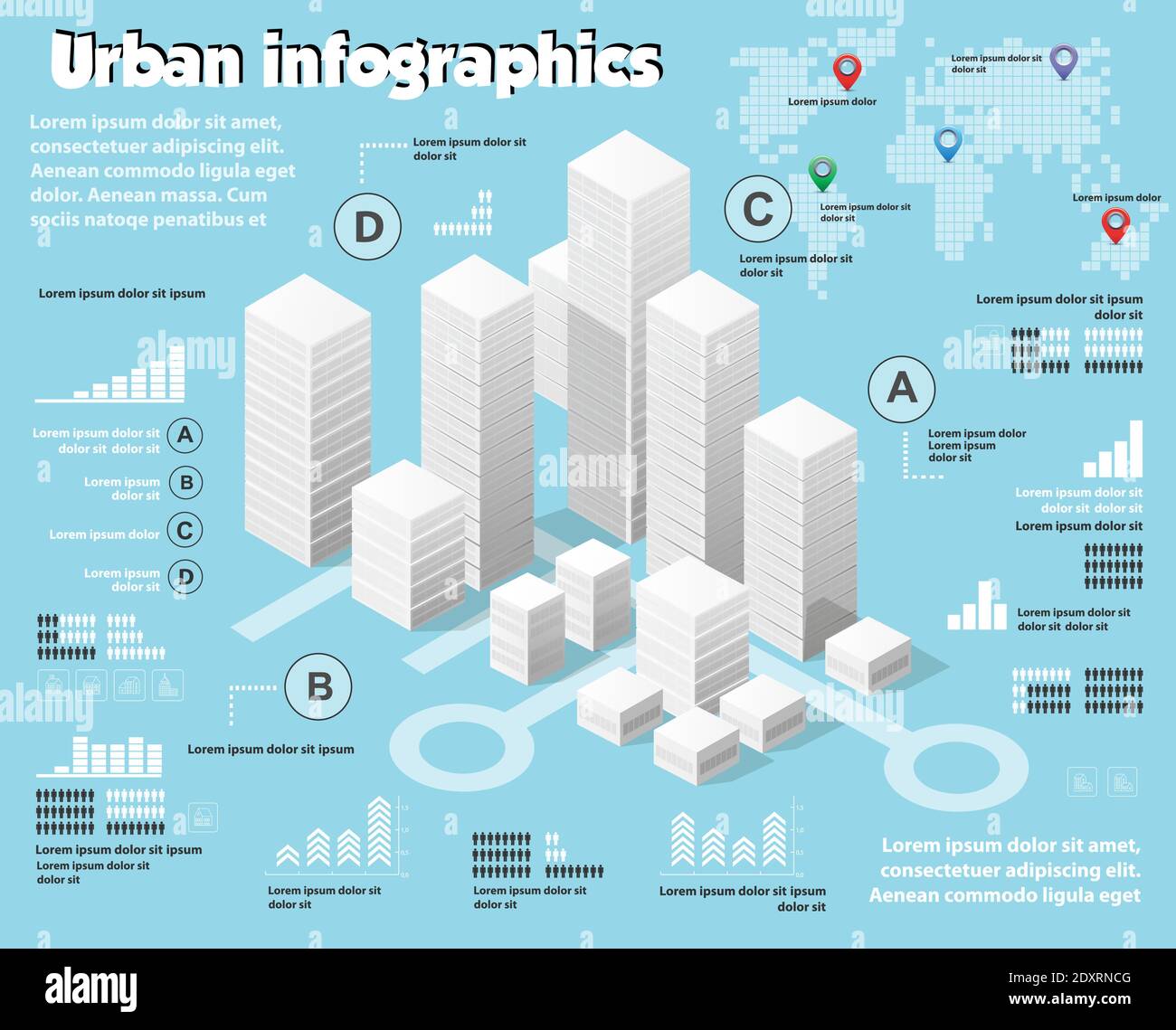 Isometric city map industry infographic set, with Stock Vector Image ...