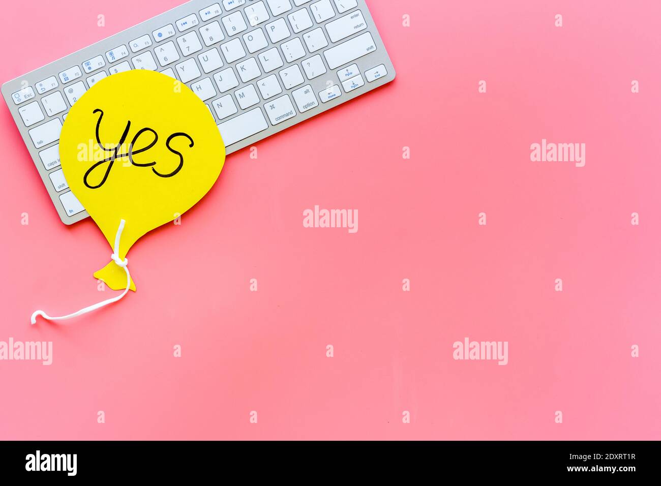 Yes agreement - decision concept. Word Yes on the keyboard, top view ...