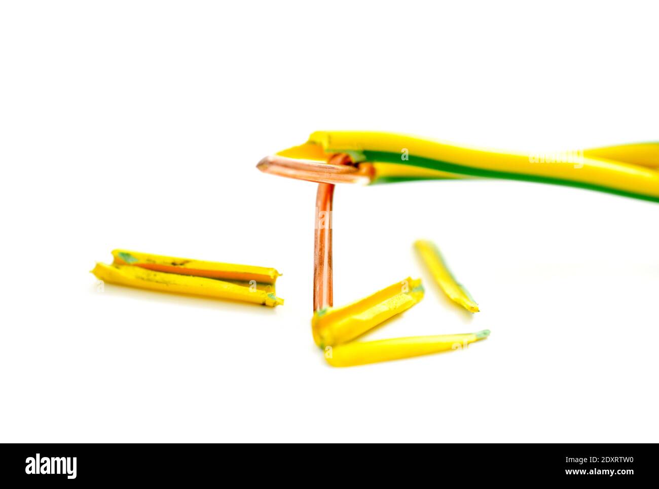 Macro detail of peeled copper wire on white Stock Photo - Alamy