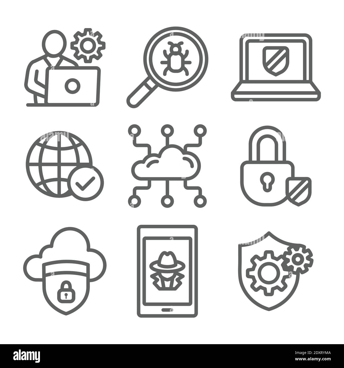 Certified Ethical Hacking - CEH icon set showing virus, exposing ...