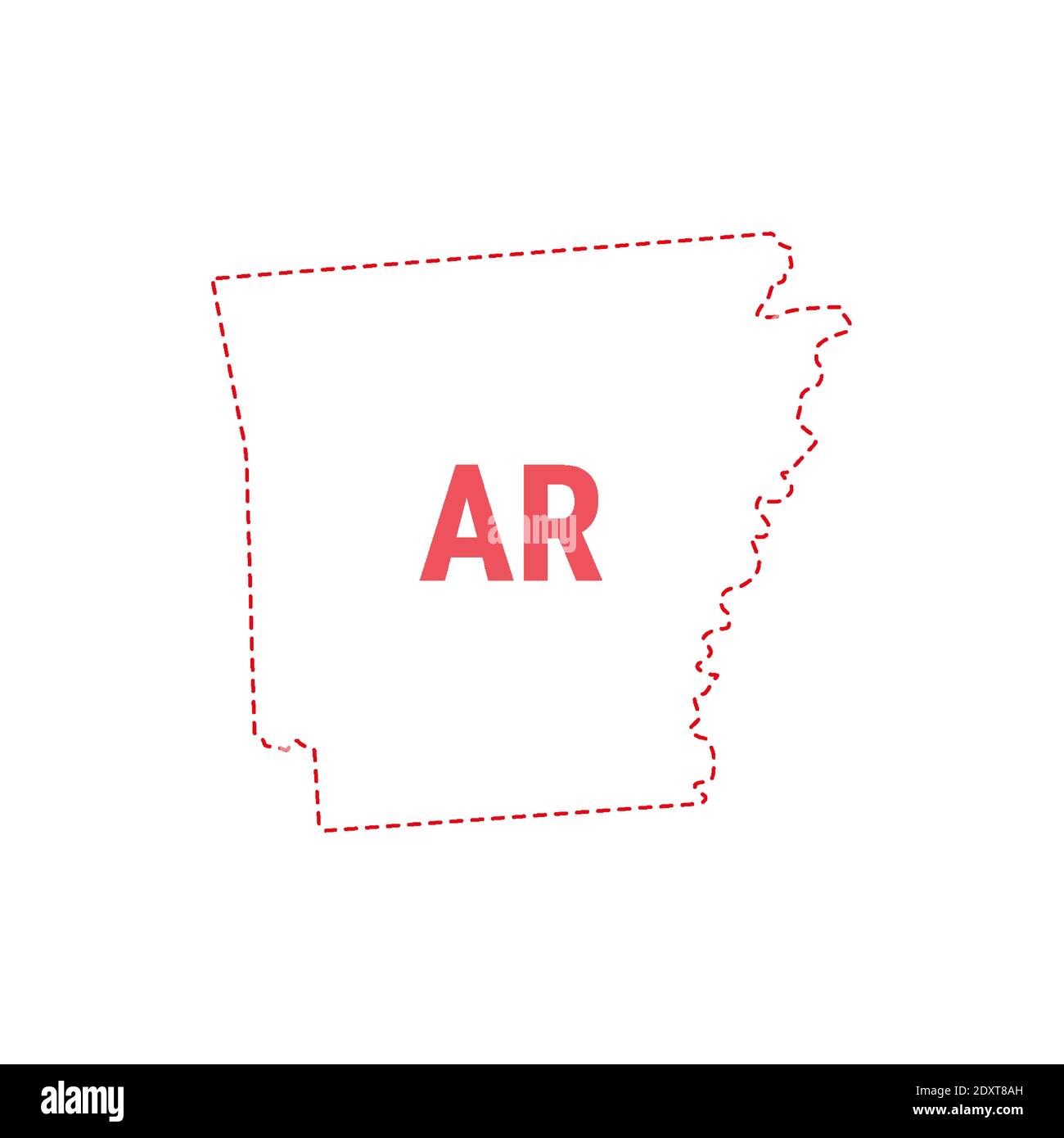 Arkansas US state map outline dotted border. Vector illustration. Two ...