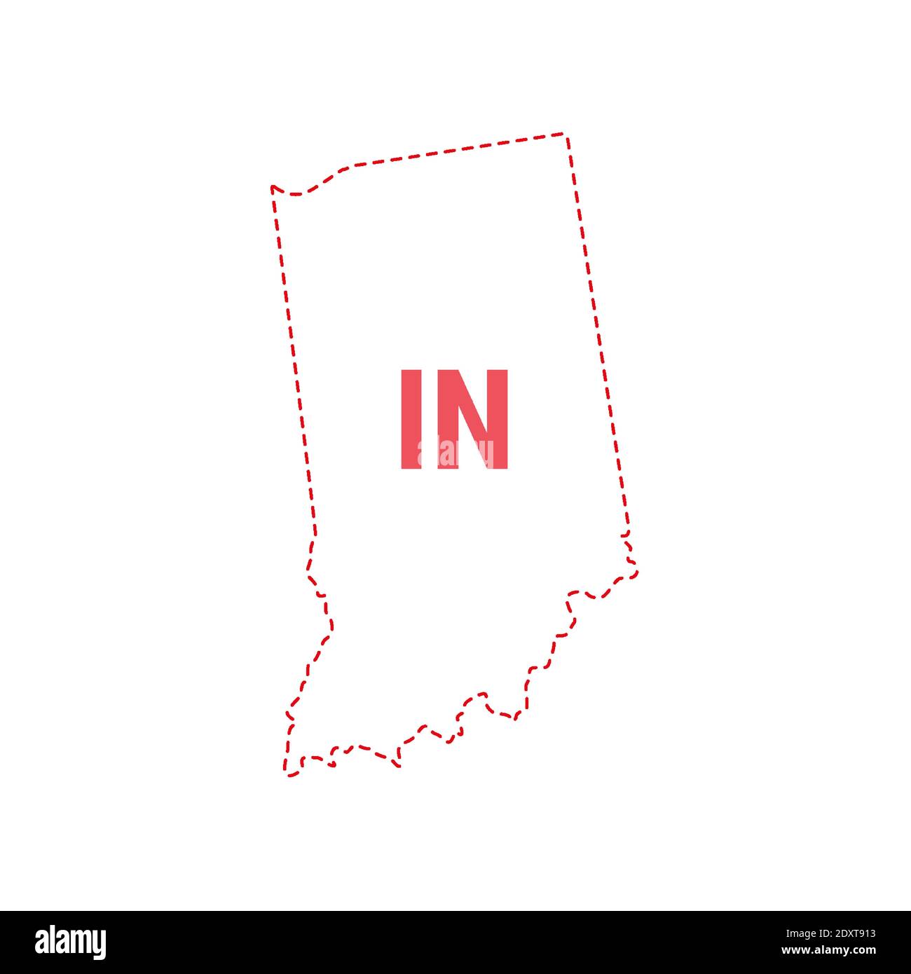 Indiana US state map outline dotted border. Vector illustration. Two ...
