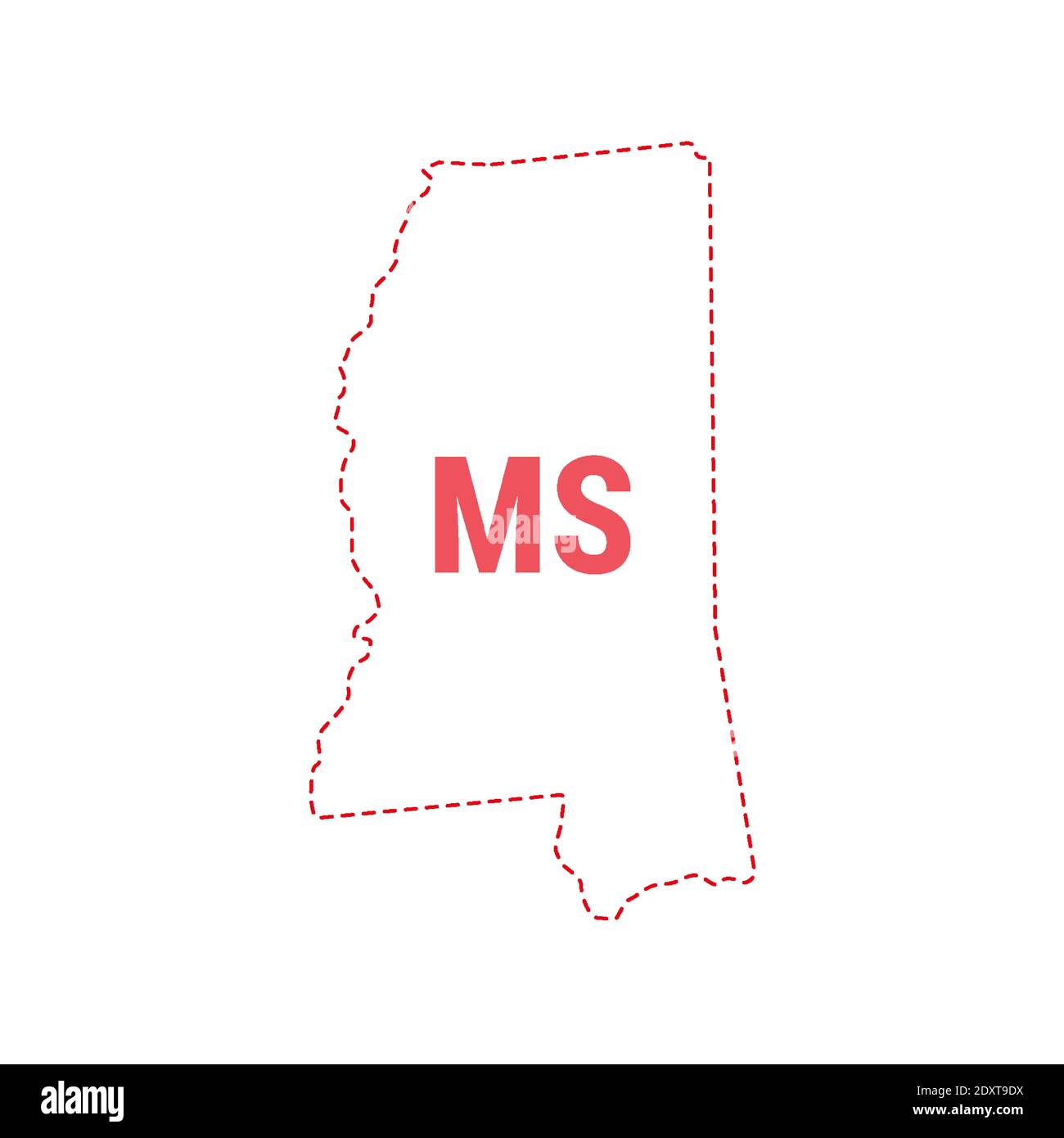 Mississippi US state map outline dotted border. Vector illustration ...