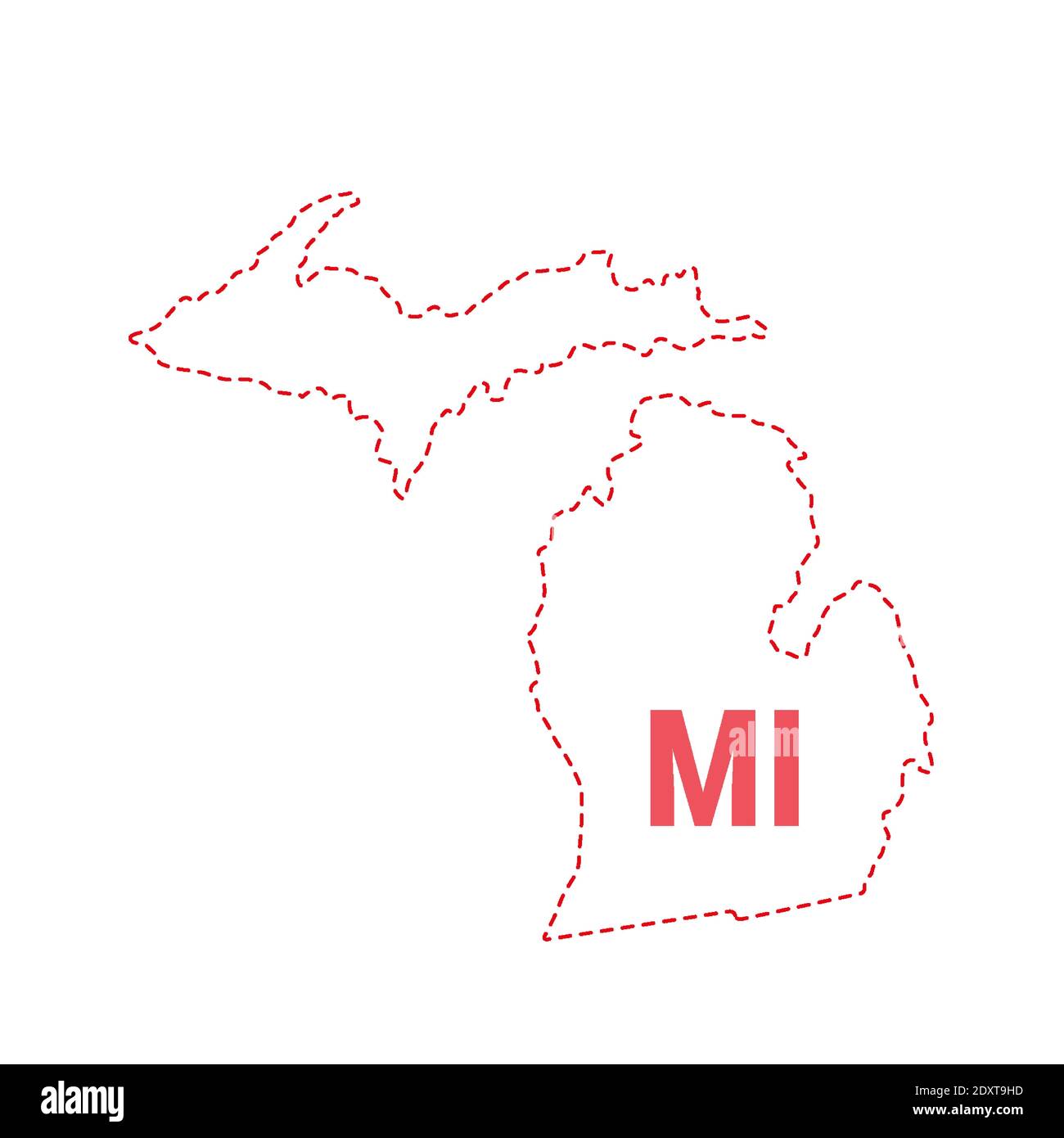 Michigan US state map outline dotted border. Vector illustration. Two ...
