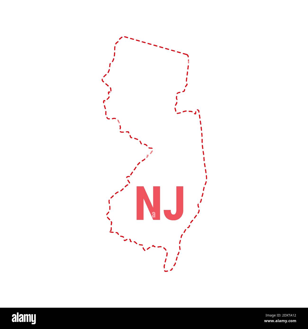 New Jersey US state map outline dotted border. Vector illustration. Two ...