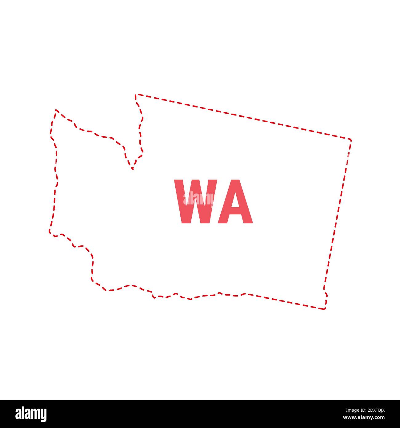 Washington US state map outline dotted border. Vector illustration. Two ...