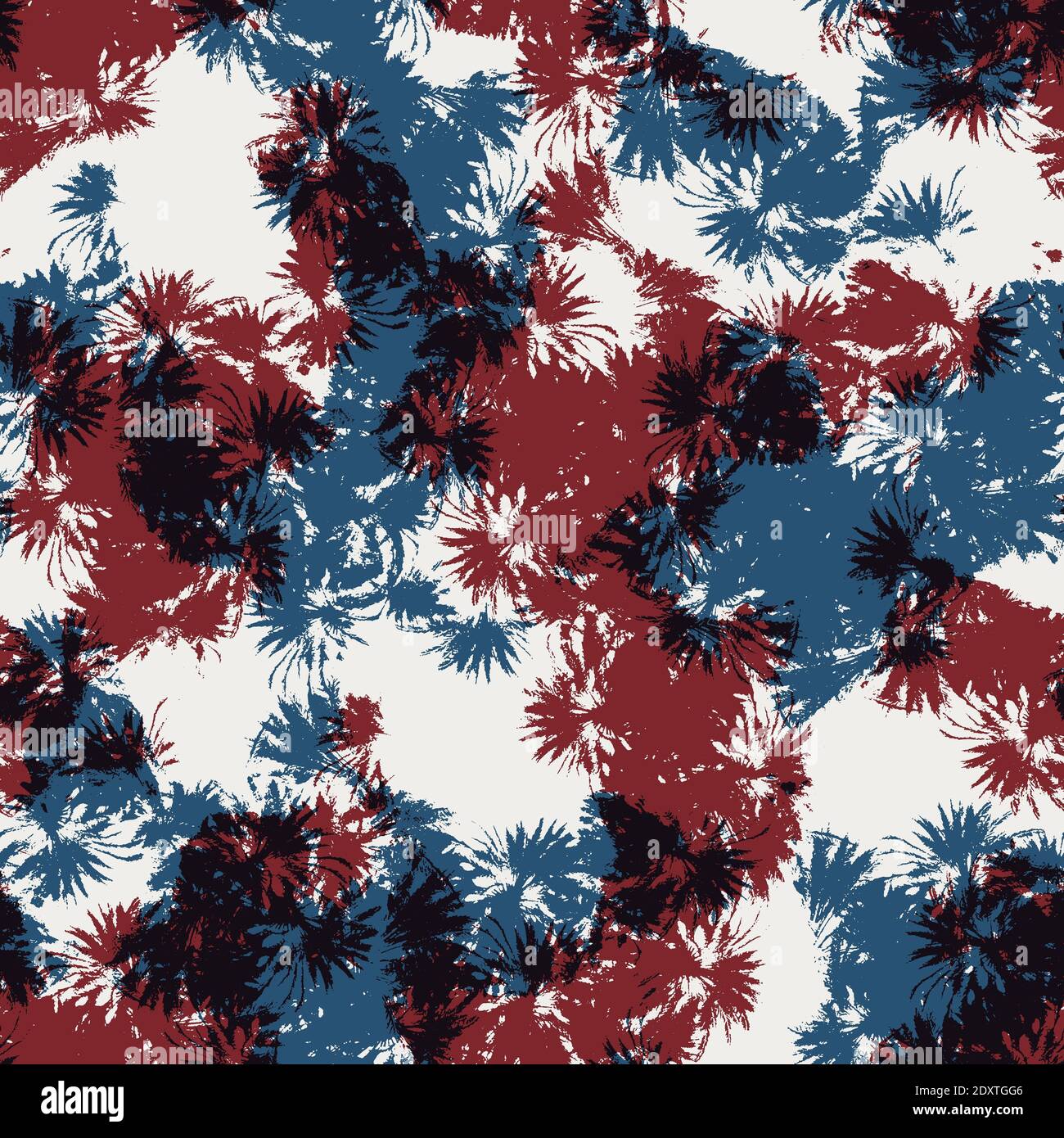 Seamless tropical pattern in red blue black white Stock Photo - Alamy