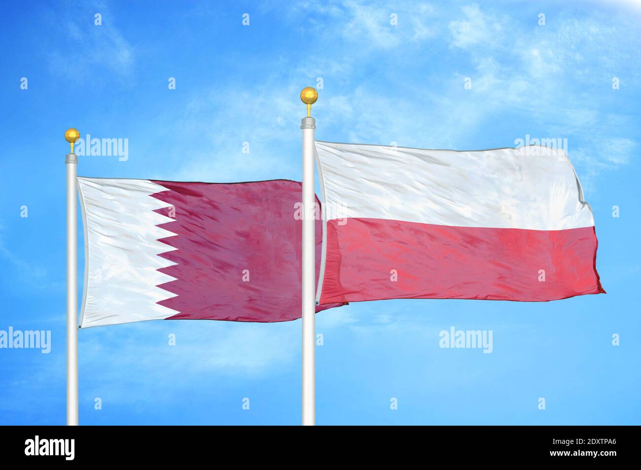 Poland qatar flag waving hi-res stock photography and images - Alamy