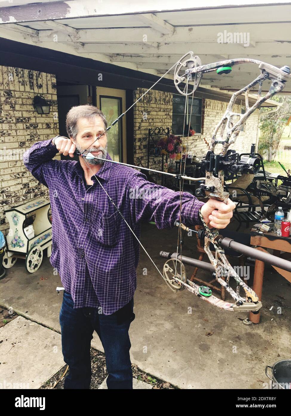 Mature Man Aiming Bow Arrow High Resolution Stock Photography and ...