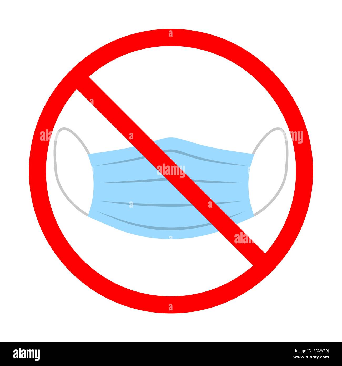 Ban of Medical mask. No medical mask icon, isolated. Vector ...