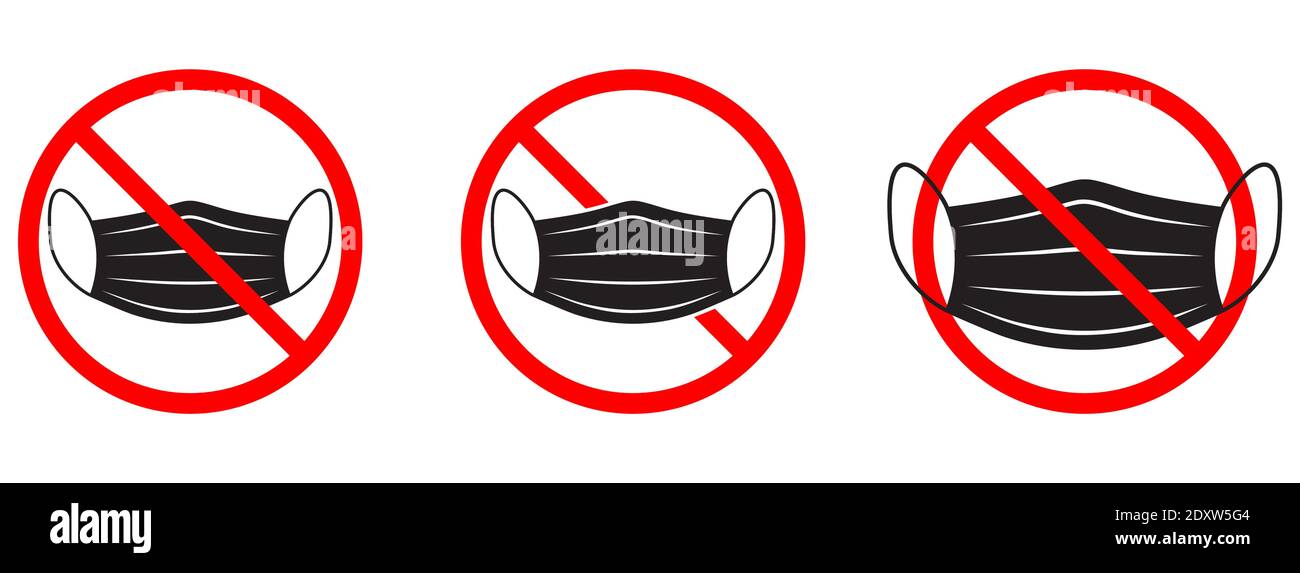 Ban of Medical mask. No medical mask icon, isolated. Vector ...