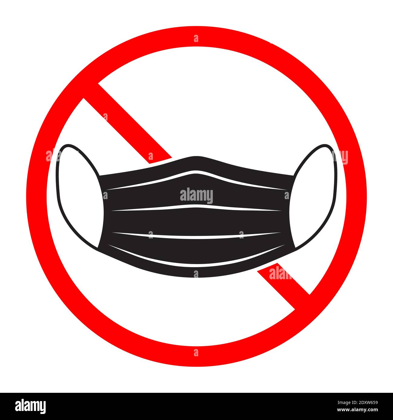 Ban of Medical mask. No medical mask icon, isolated. Vector ...