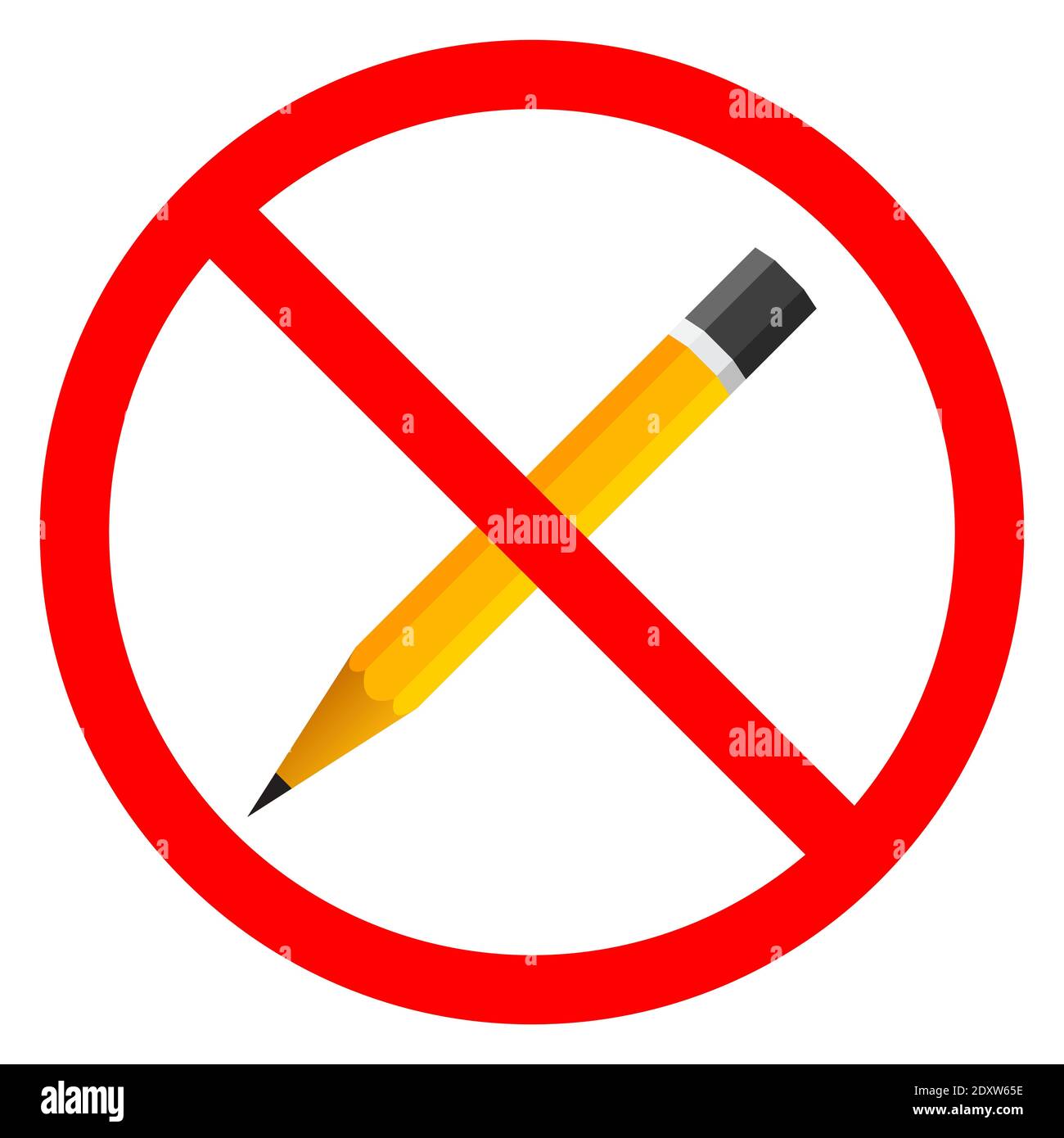 Pencil are forbidden. Stop pencil icon. Vector illustration. You cannot ...