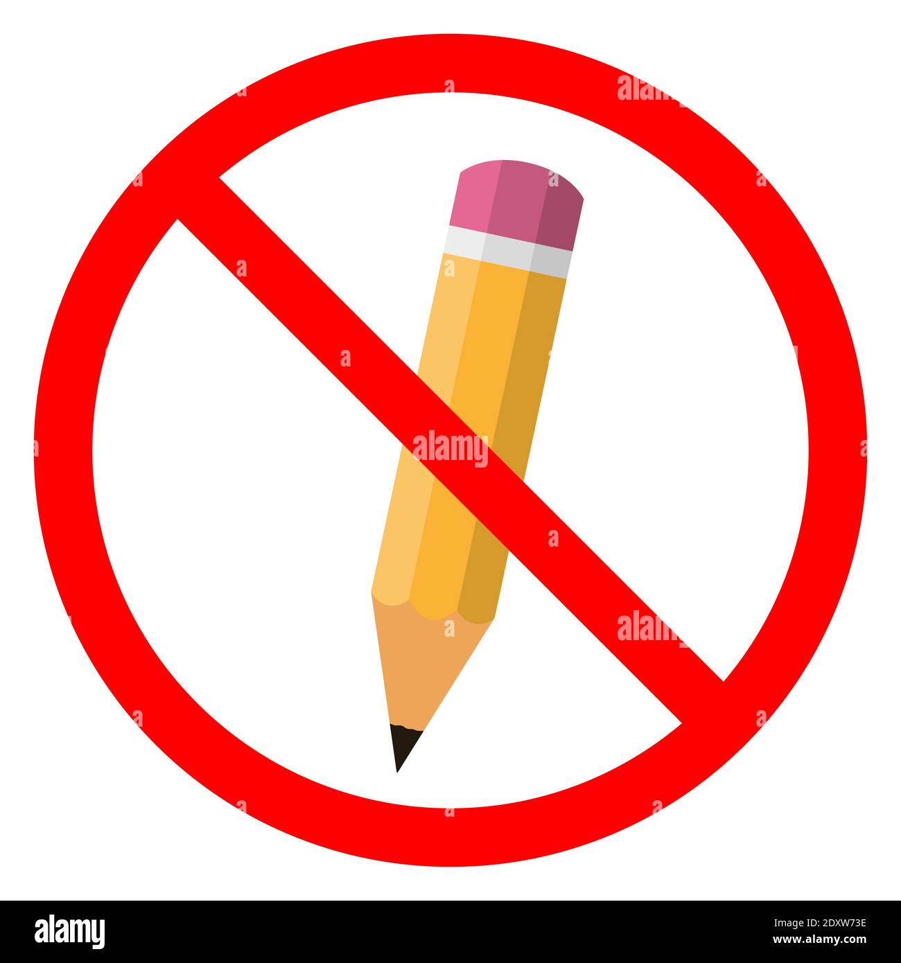 Pencil are forbidden. Stop pencil icon. Vector illustration. You cannot ...