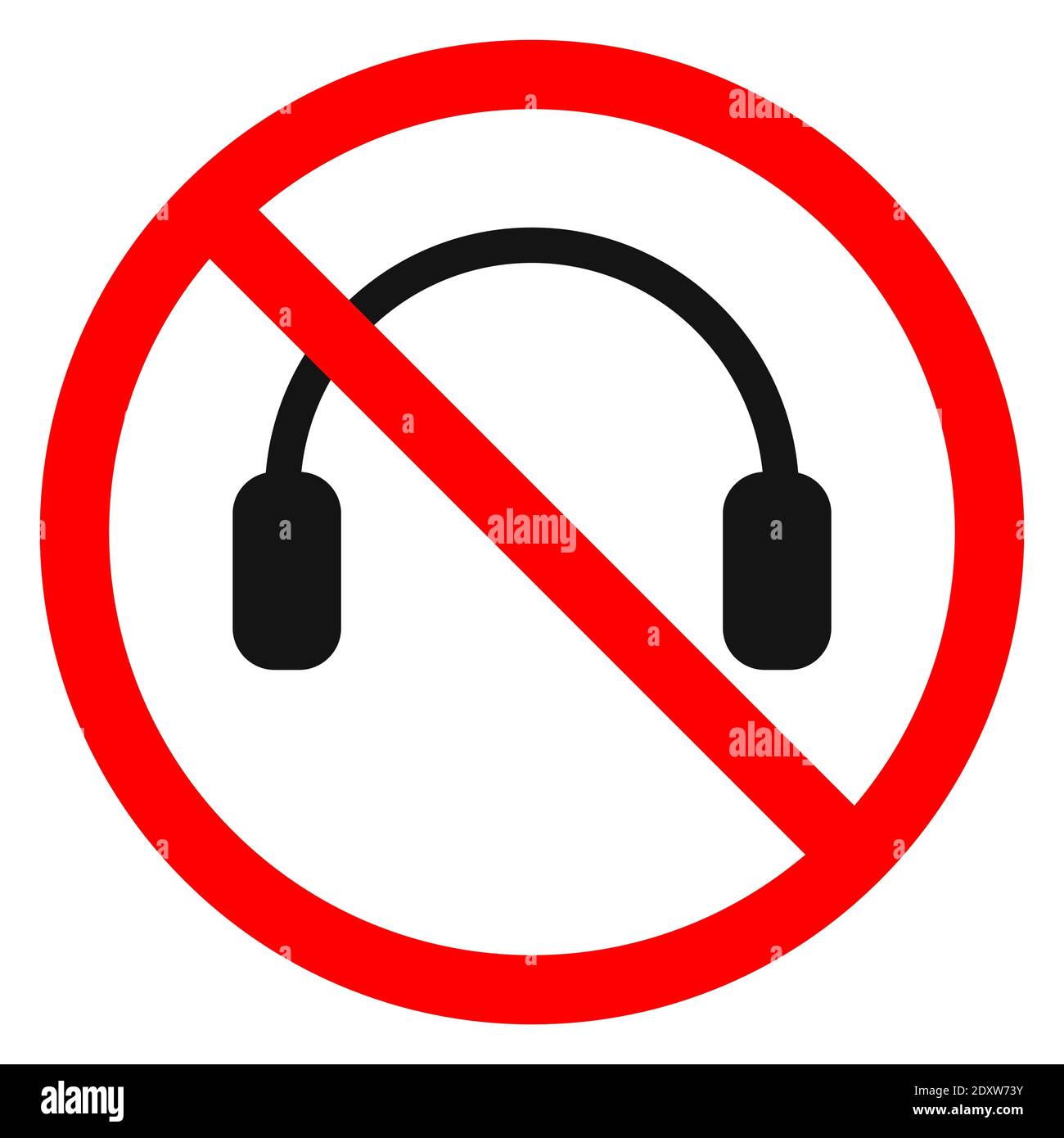 Headphones are forbidden. Vector illustration. No headphones sign on ...