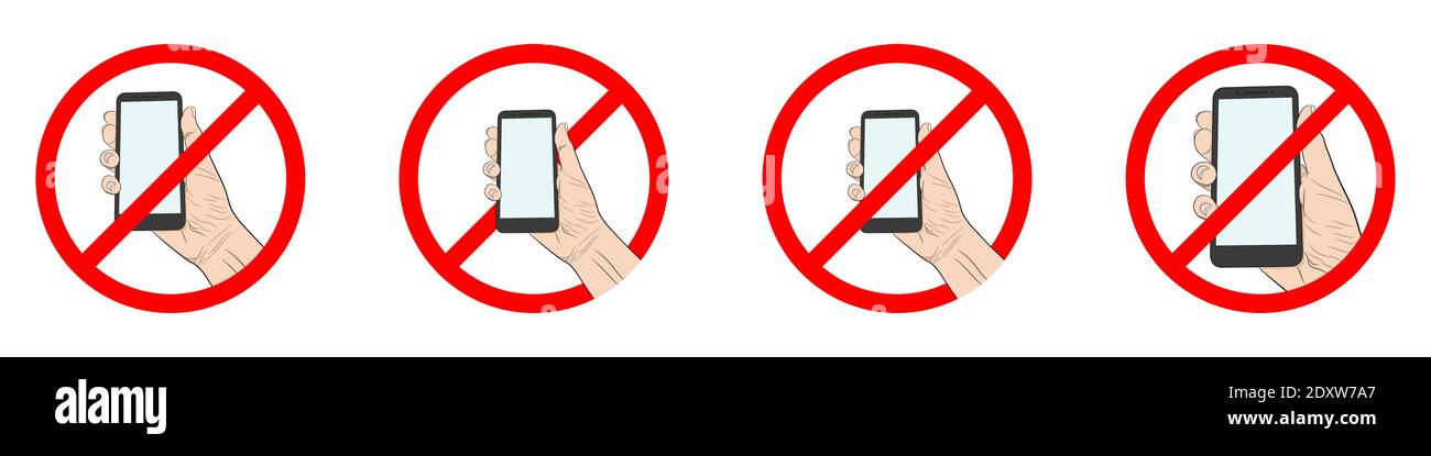 Stop phone icons set. No phone. No smartphone sign on white background ...