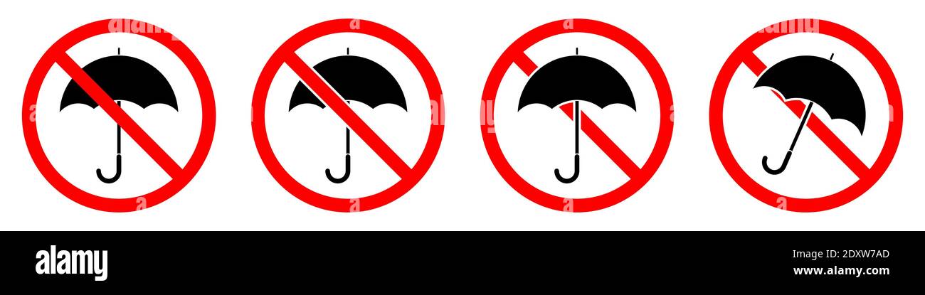 Umbrella are forbidden. Stop umbrella icons set. Vector illustration ...