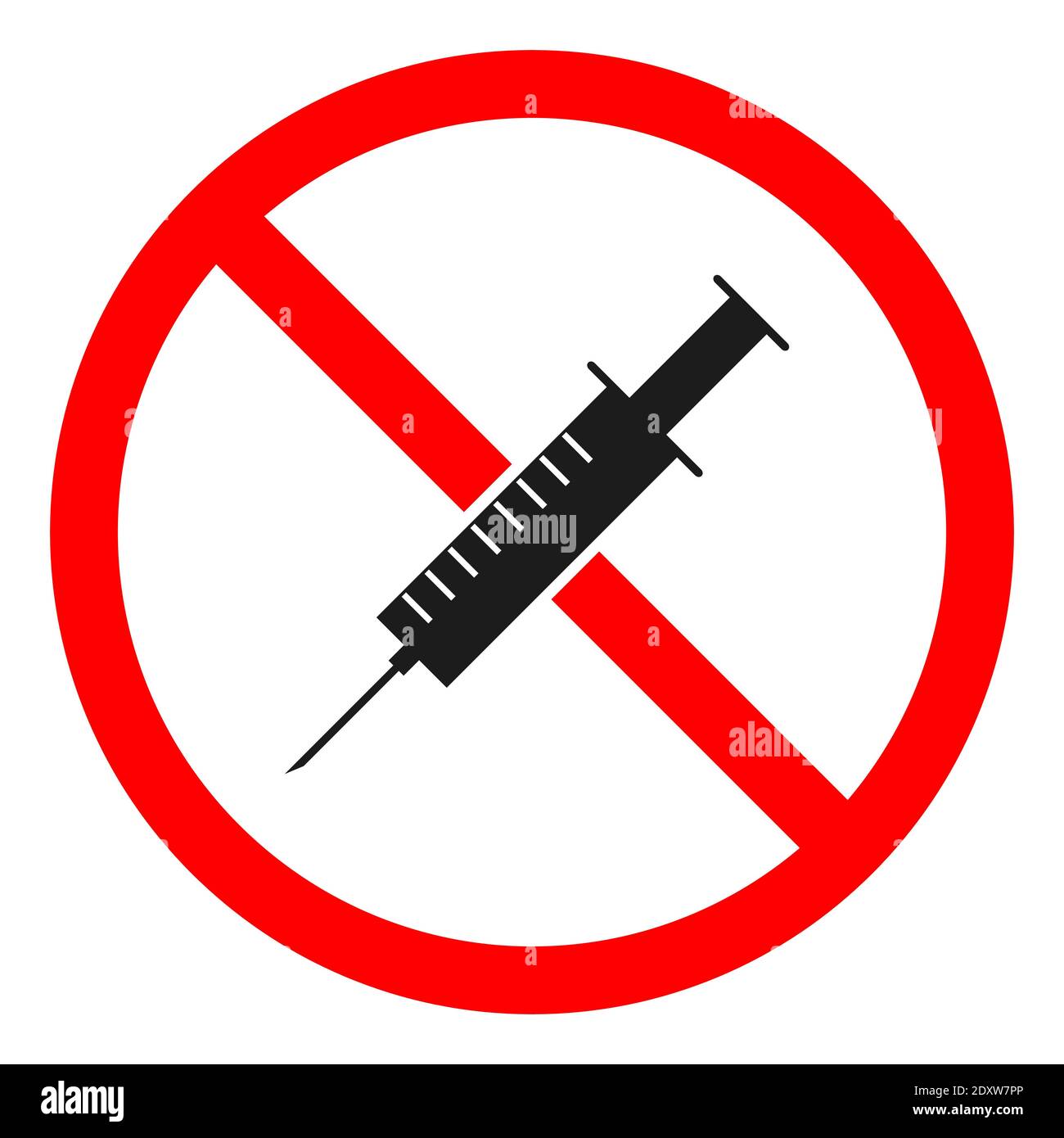 No drugs allowed. No syringe sign on white background. Stop Drugs sign ...
