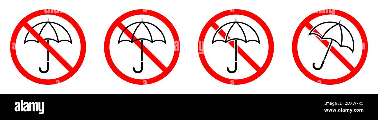 Umbrella are forbidden. Stop umbrella icons set. Vector illustration ...