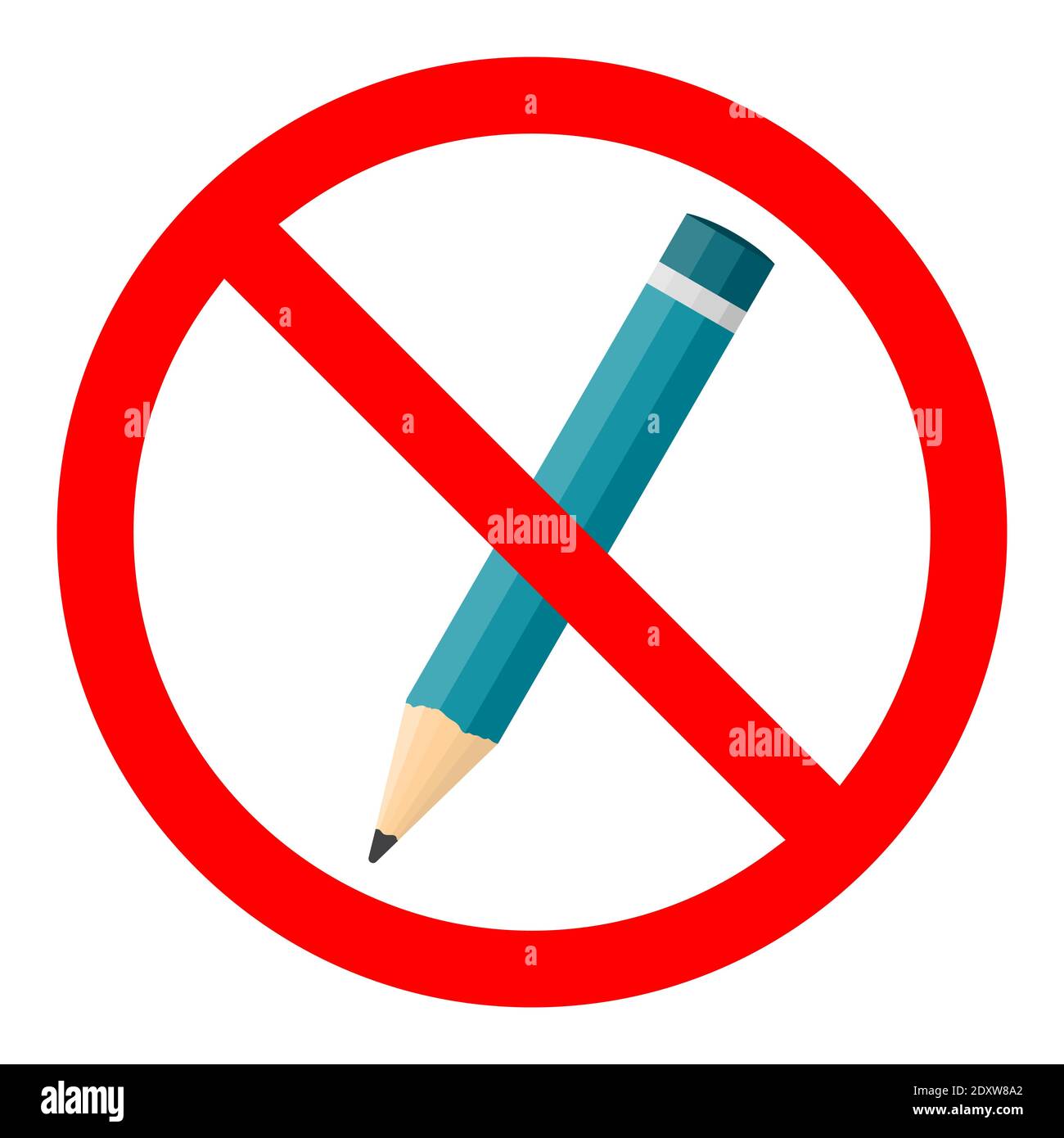 Pencil are forbidden. Stop pencil icon. Vector illustration. You cannot ...
