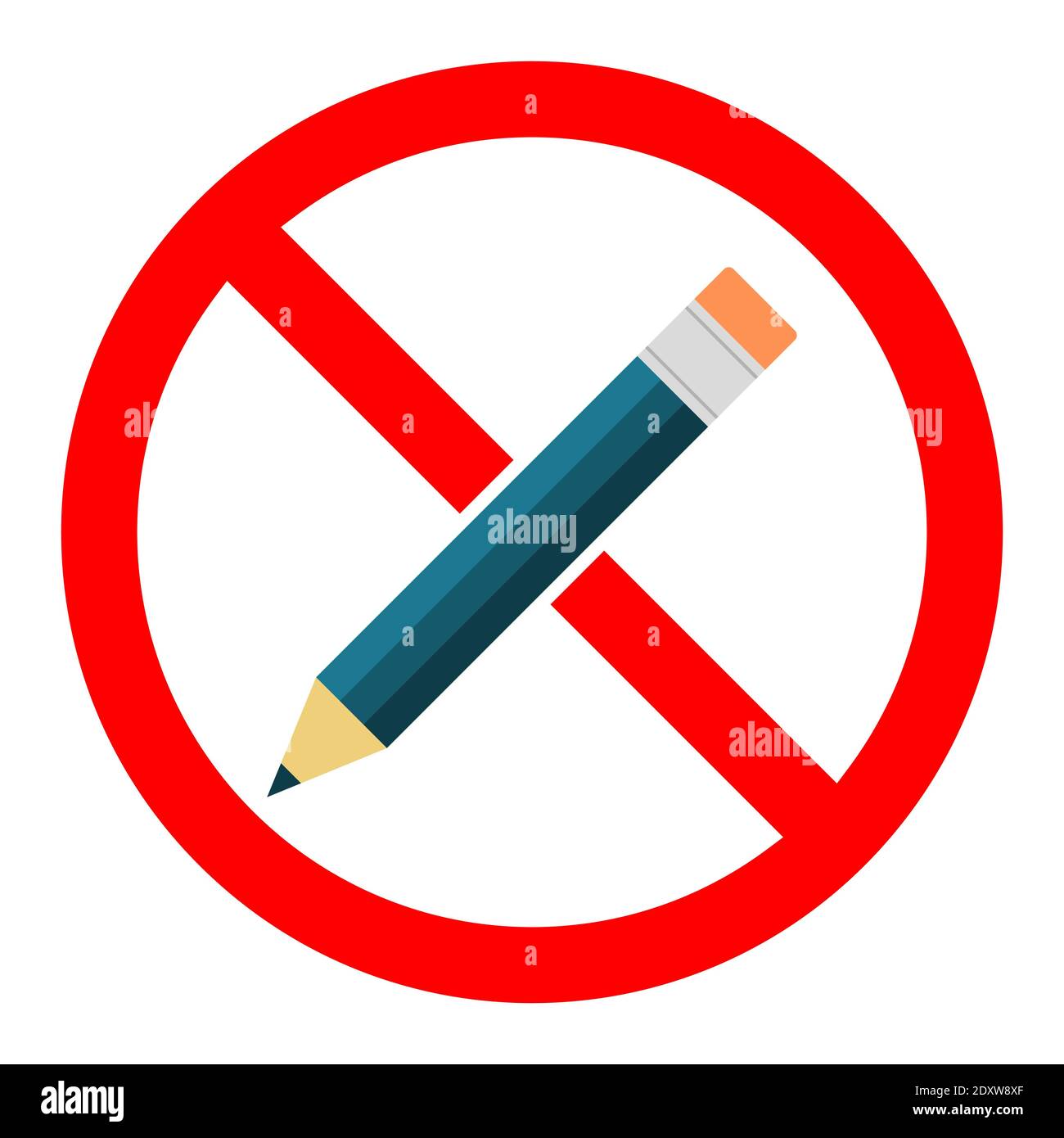 Pencil are forbidden. Stop pencil icon. Vector illustration. You cannot ...