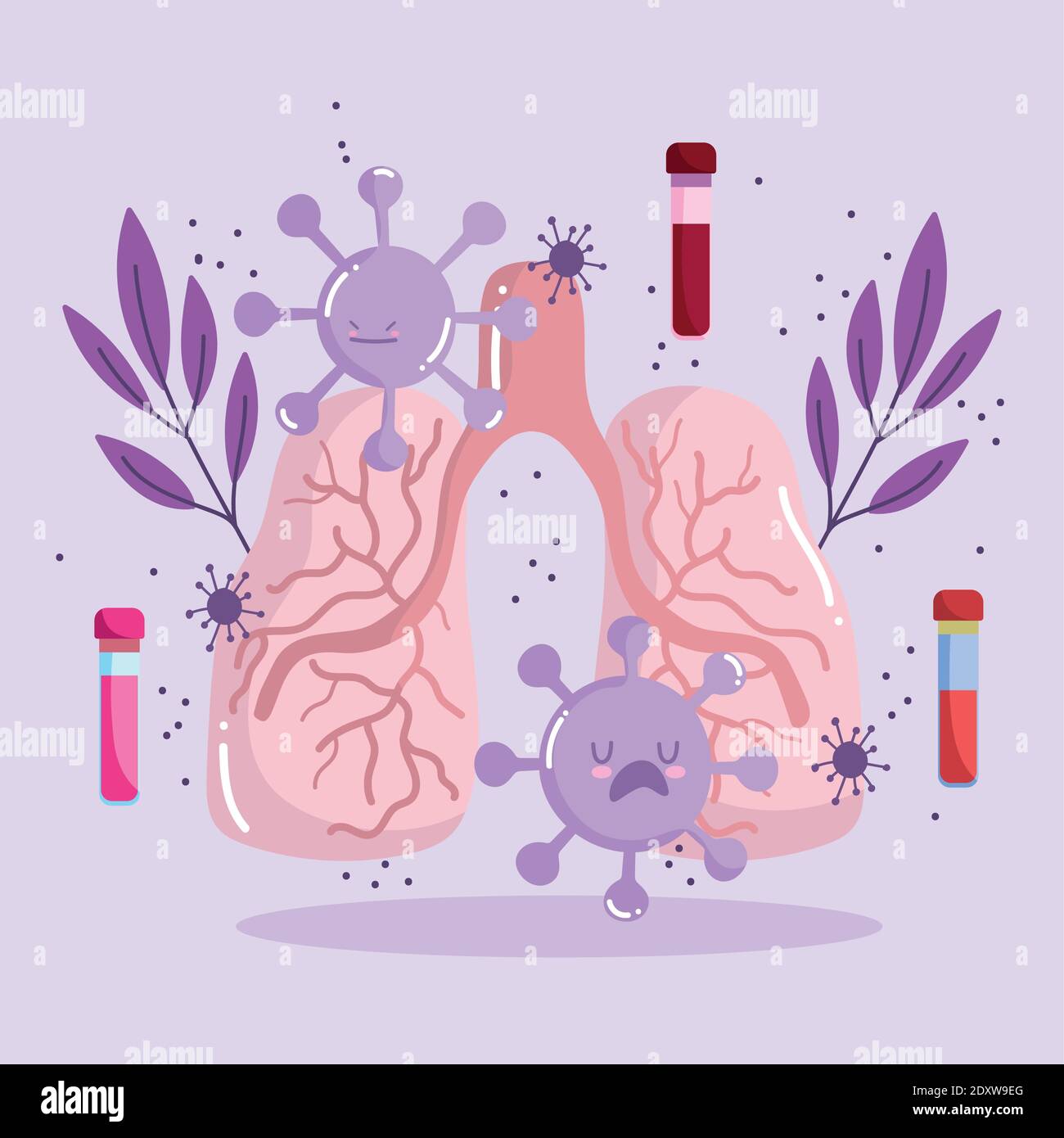 covid 19 virus cartoons in lungs and test tubes design of 2019 ncov cov ...