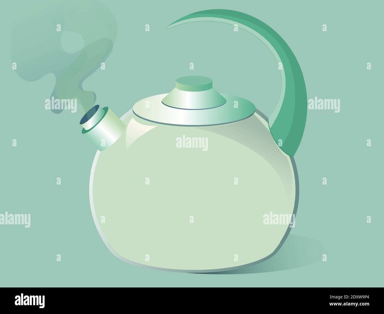 Retro green teapot with steam vector illustration Stock Vector Image ...
