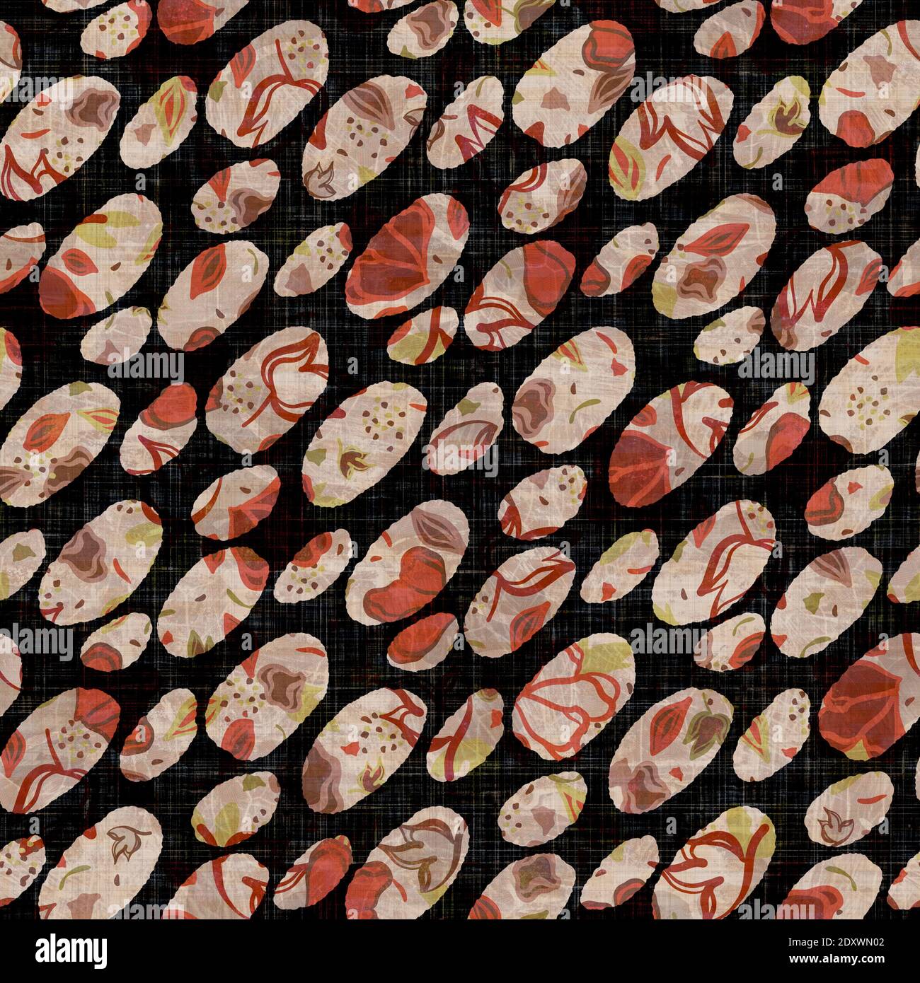 Seamless dark spotted block print background. Boho ethnic soft ...