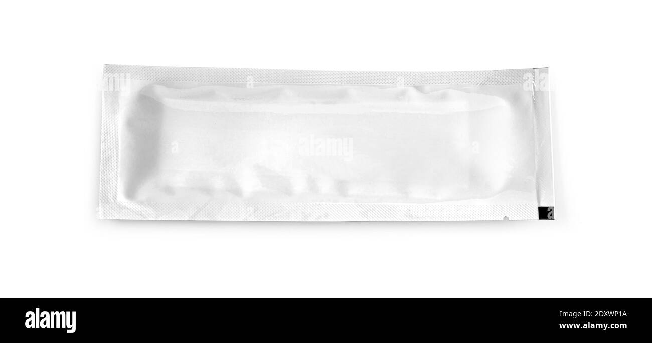 Top view of an empty plastic snack bag isolated on a white background ...