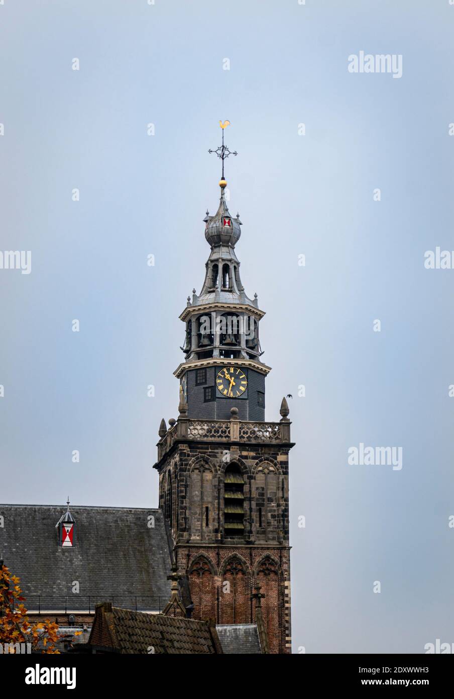 St. John's Clock and Bell Tower in the city of Gouda, Netherlands Stock ...