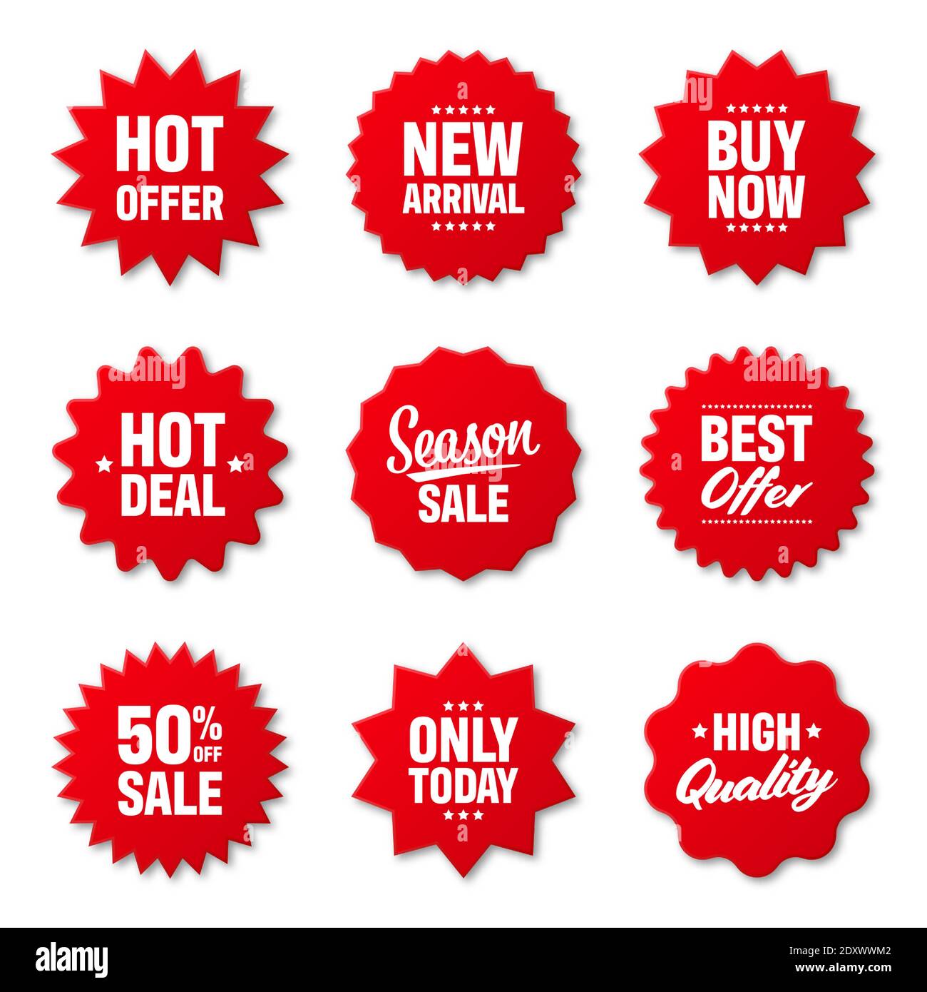 Realistic red price tags collection. Special offer or shopping discount ...