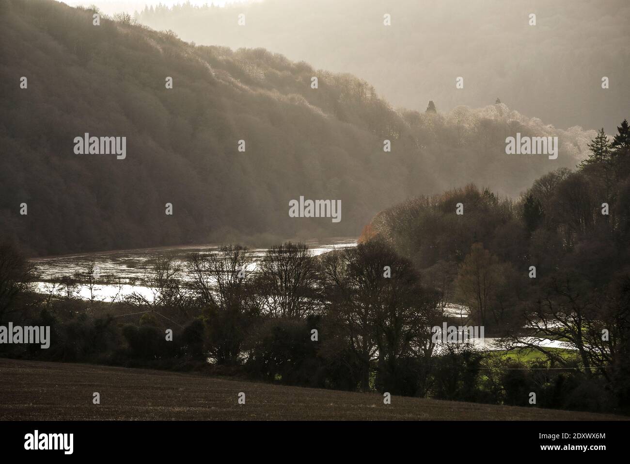 The River Wye bursts its bank in overnight flooding along the Wye ...