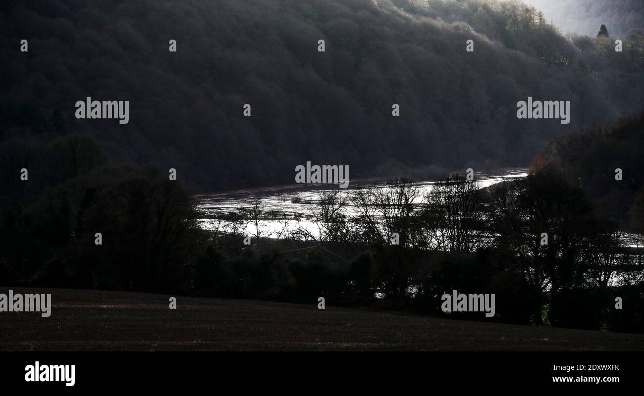 The River Wye bursts its bank in overnight flooding along the Wye ...