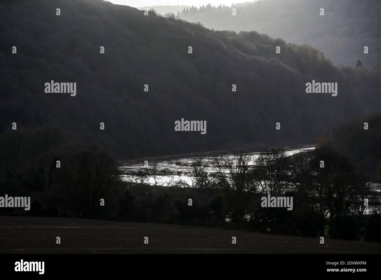 The River Wye bursts its bank in overnight flooding along the Wye ...
