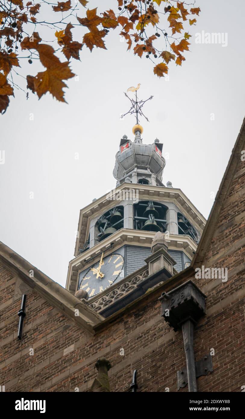 St. John's Clock and Bell Tower in the city of Gouda, Netherlands Stock ...