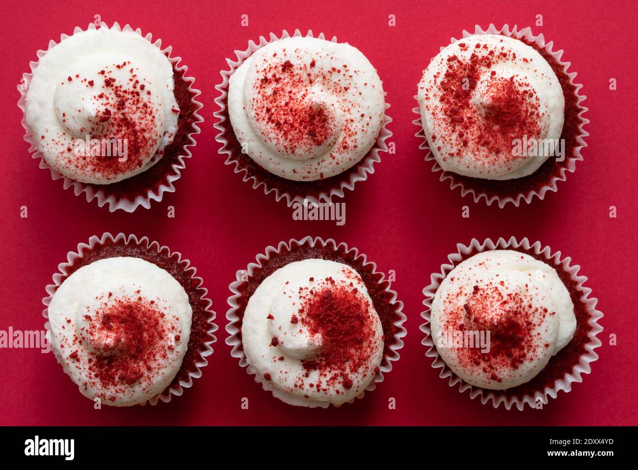 Iced Red Velvet Cupcakes Stock Photo - Alamy