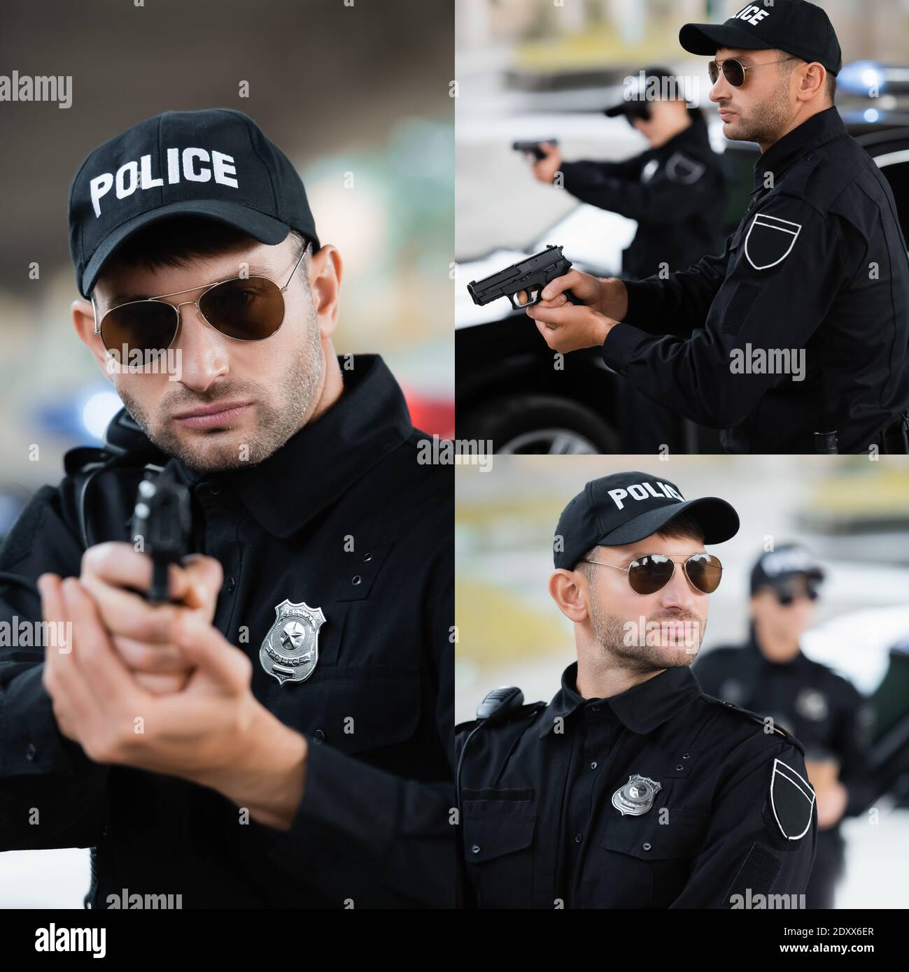Police officer holding gun hi-res stock photography and images - Alamy