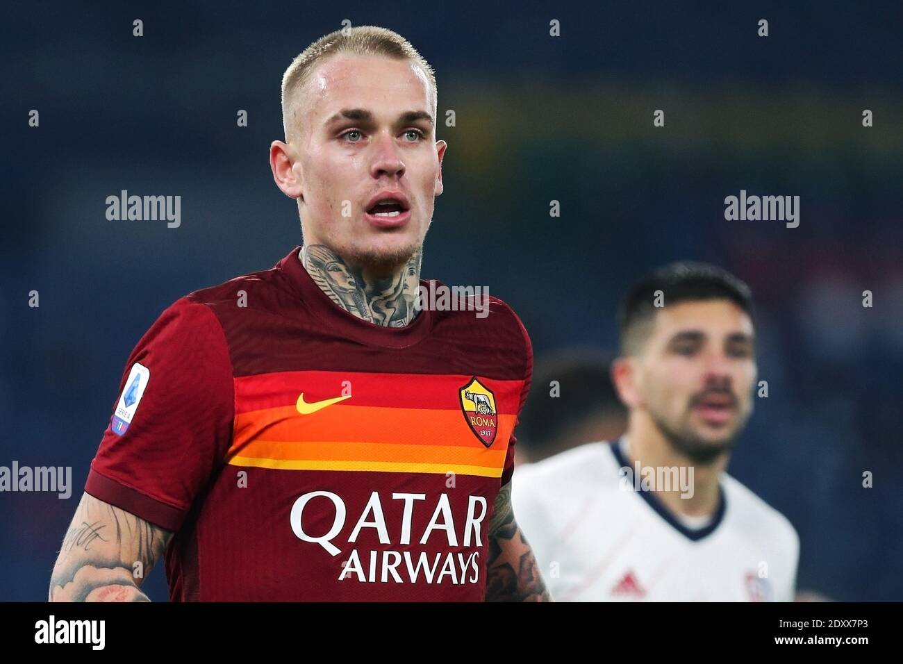 Rick Karsdorp of Roma reacts during the Italian championship Serie A ...