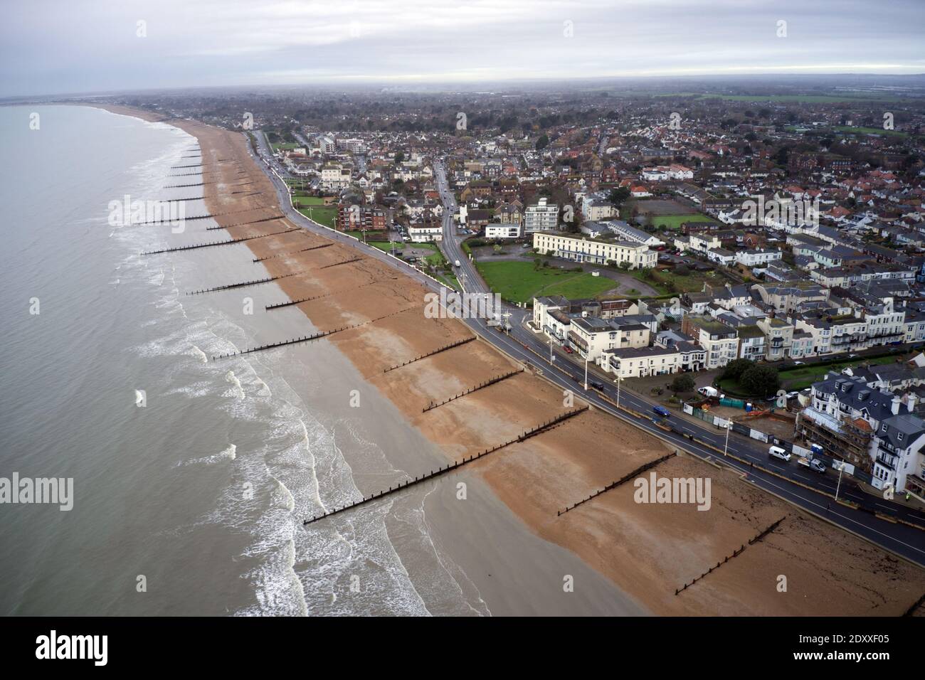 Aerial view over Bognor Regis seafront looking towards Aldwick and ...