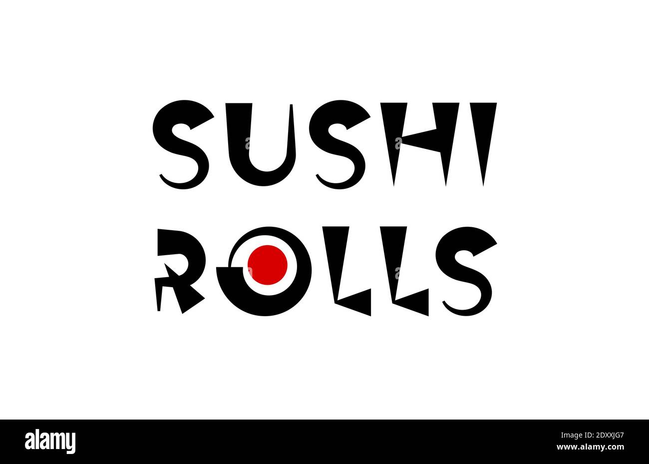 Sushi and rolls, vector logo template, asian food restaurant lettering ...