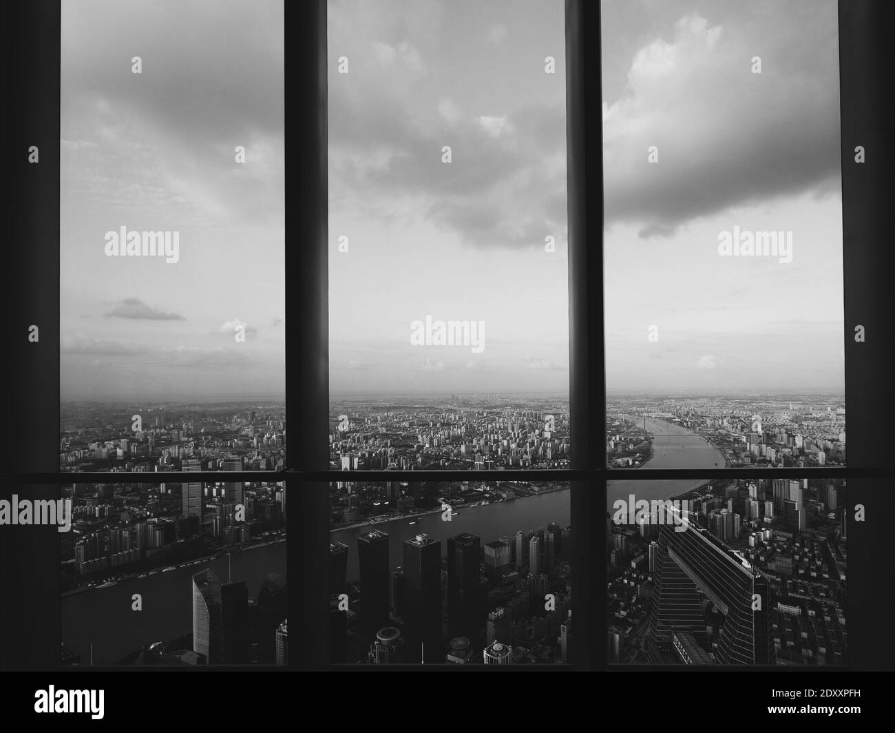 Modern office building in shanghai Black and White Stock Photos ...