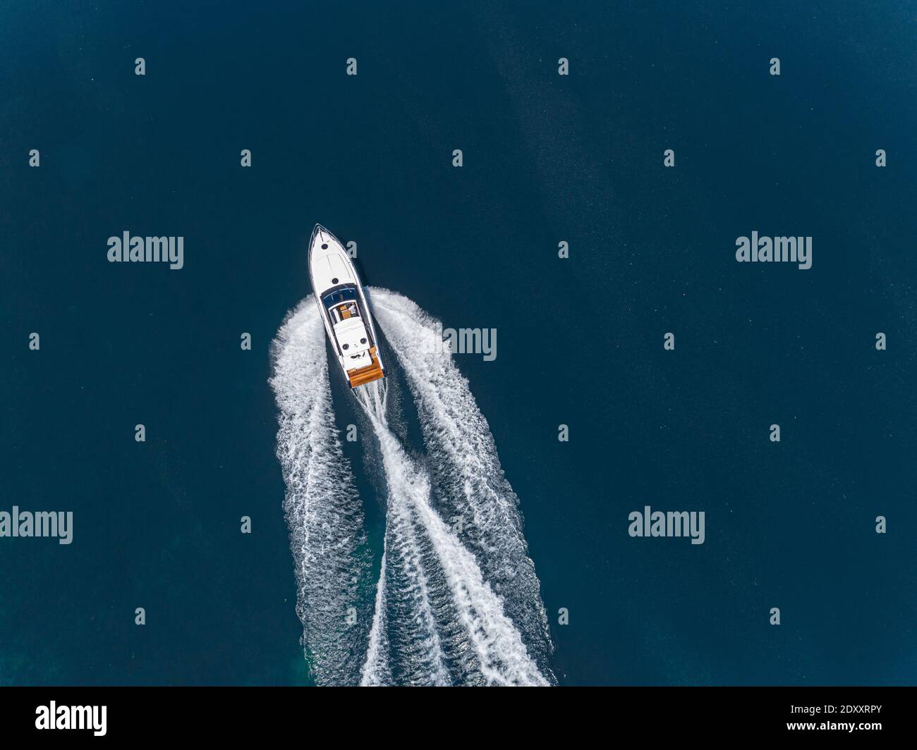 motor boat in navigation aerial view Stock Photo - Alamy