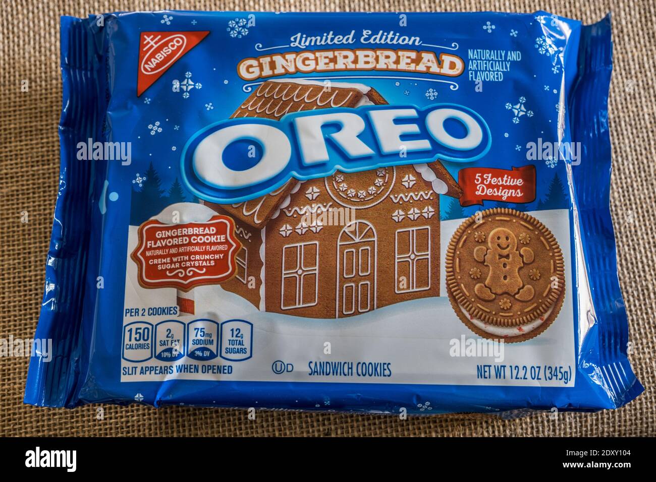 A fresh new package of limited edition gingerbread Oreo cookies with ...
