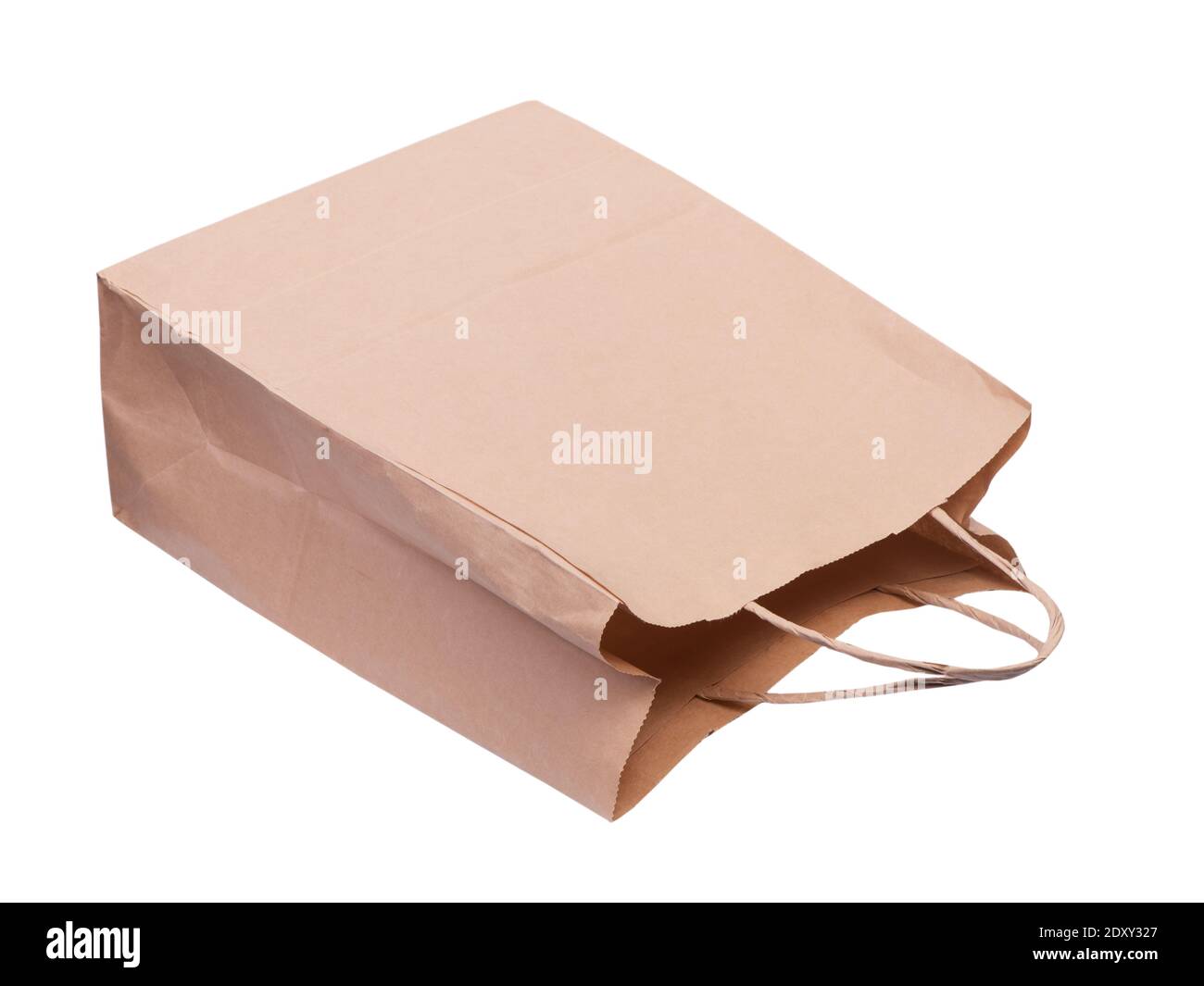 Blank paper bag with handles isolated over white background Stock Photo ...
