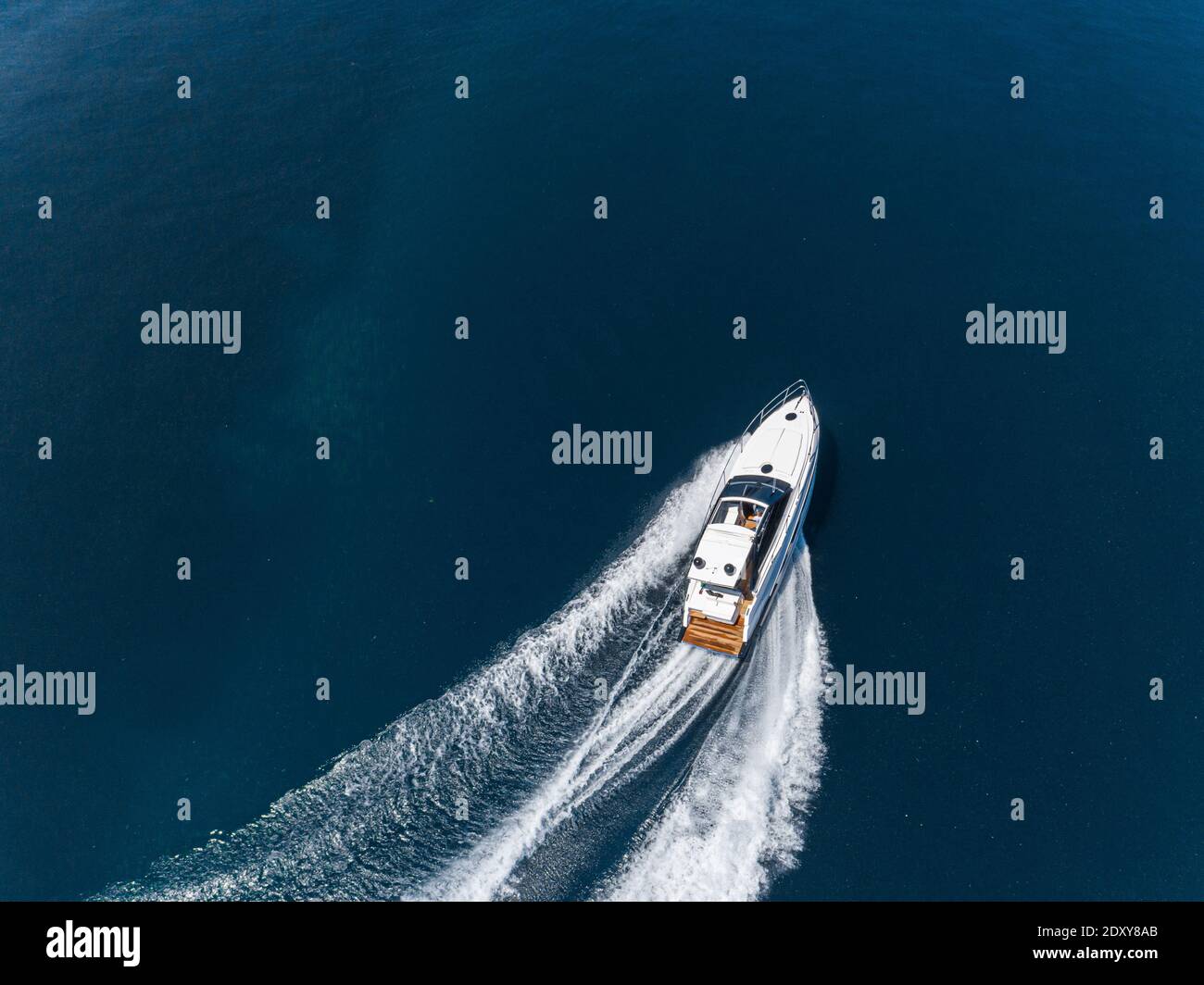 motor boat in navigation aerial view Stock Photo - Alamy