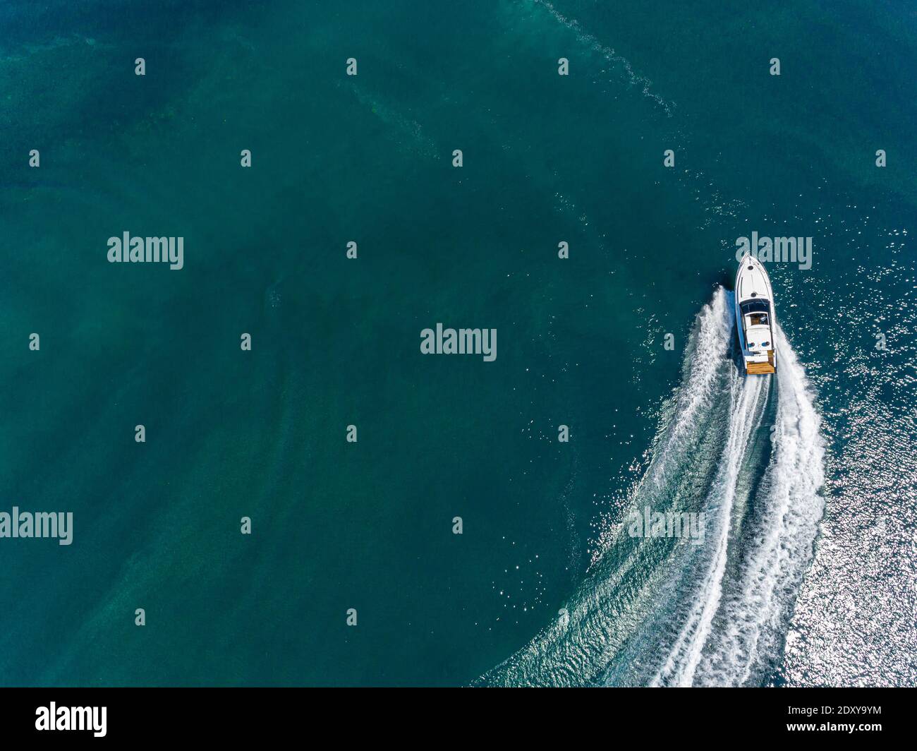 motor boat in navigation aerial view Stock Photo - Alamy