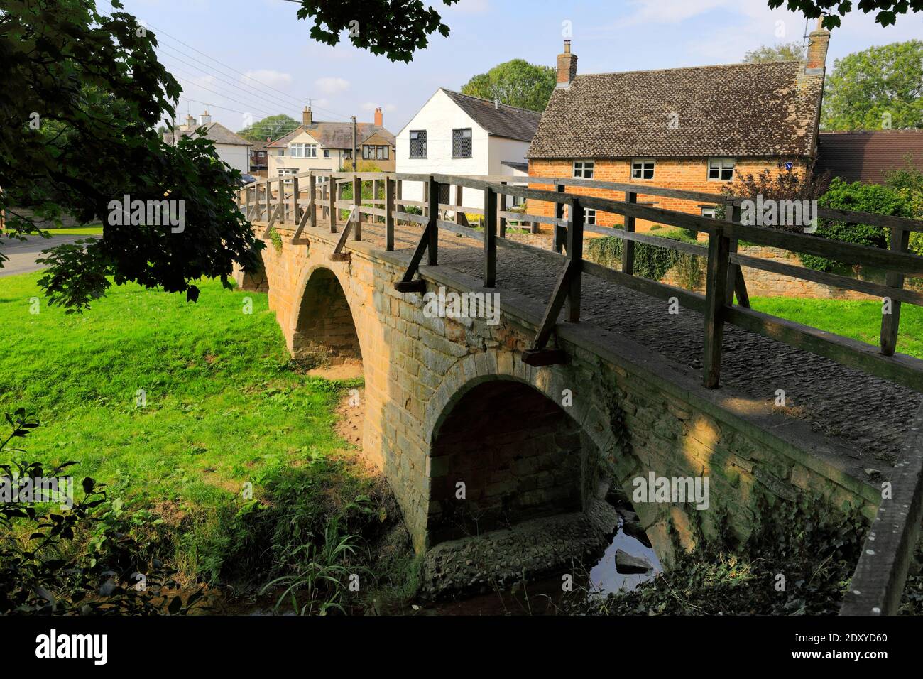 The 13th century, stone built Packhorse Bridge, Medbourne village ...
