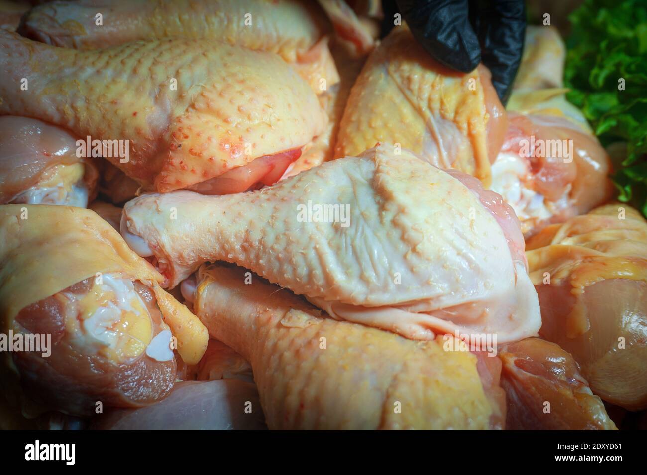 fresh chicken thigh on the bazaar counter Stock Photo - Alamy