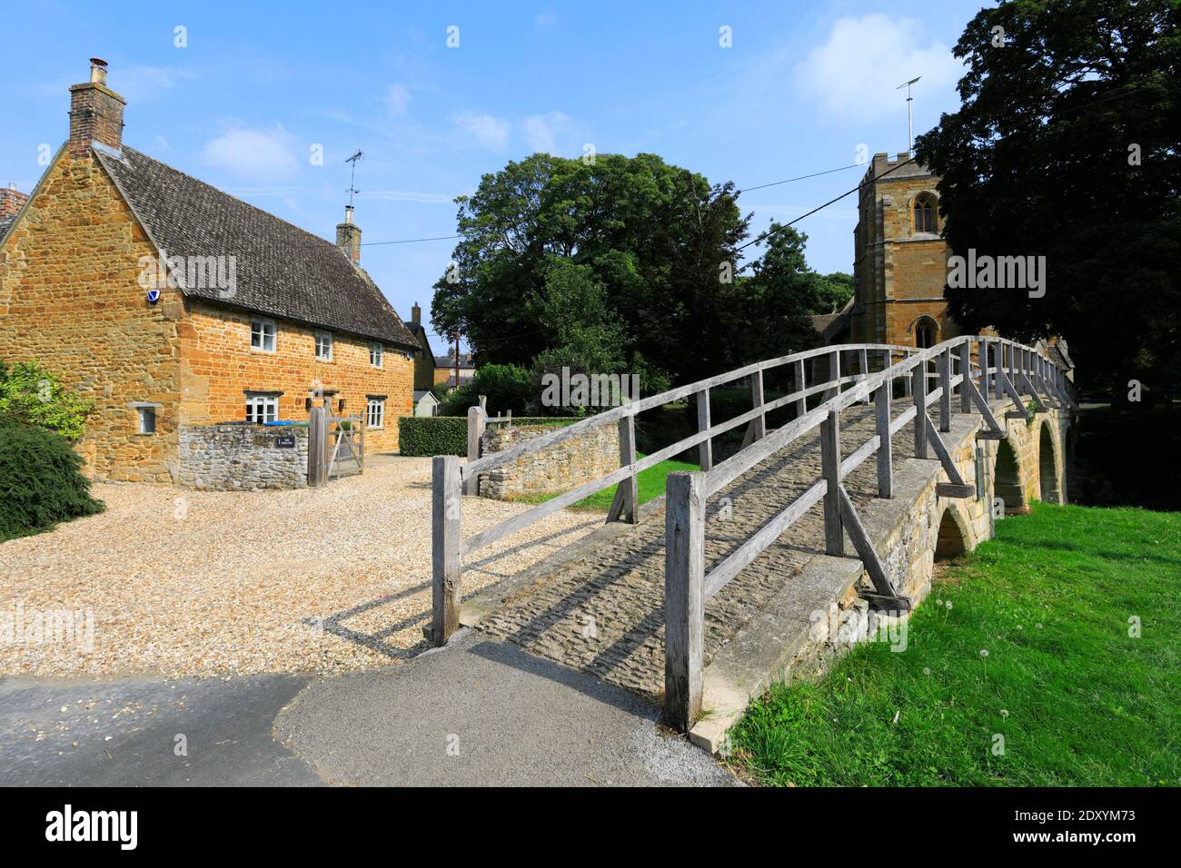 The 13th century, stone built Packhorse Bridge, Medbourne village ...