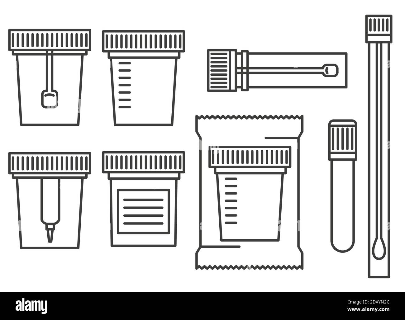 Laboratory tests containers. Test urine, biomaterial, feces, semen, and ...